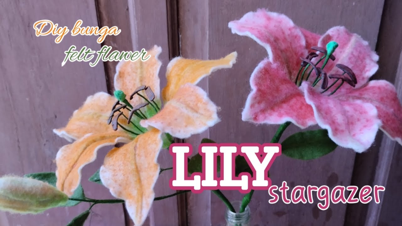 Felt flower // diy cara membuat bunga lily dari kain flanel- ( lily ...
