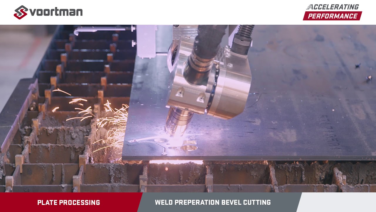 Voortman Plate Processing | weld preperation bevel cutting - YouTube