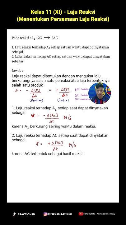 Reaksi : A2 + 2C = 2AC, Laju reaksi terhadap A dan AC setiap satuan ...