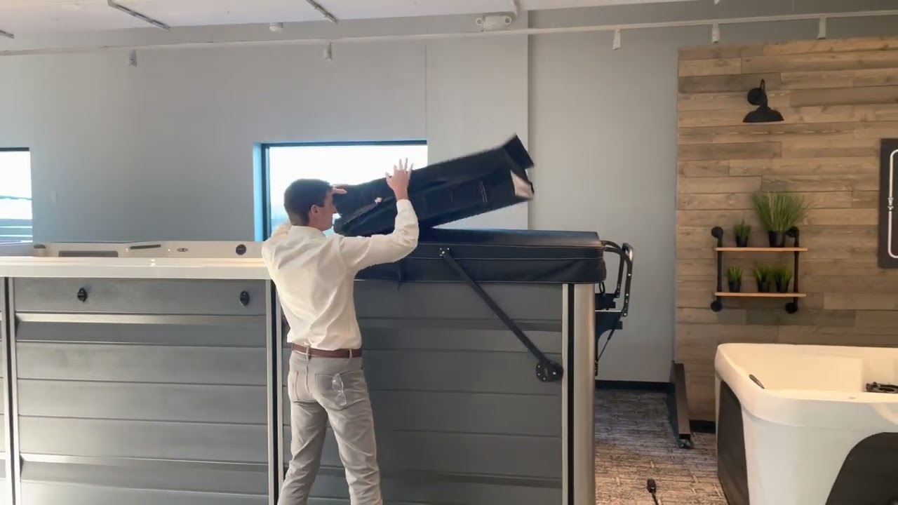 Cover Cradle Lifter on 20' Endless Pool (Polyester Cover) - YouTube