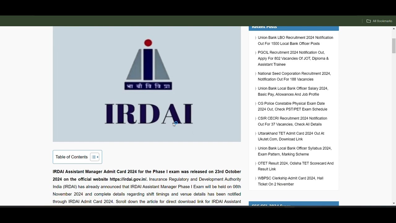 IRDAI Assistant Manager Admit Card 2024 Released: Download Now for ...