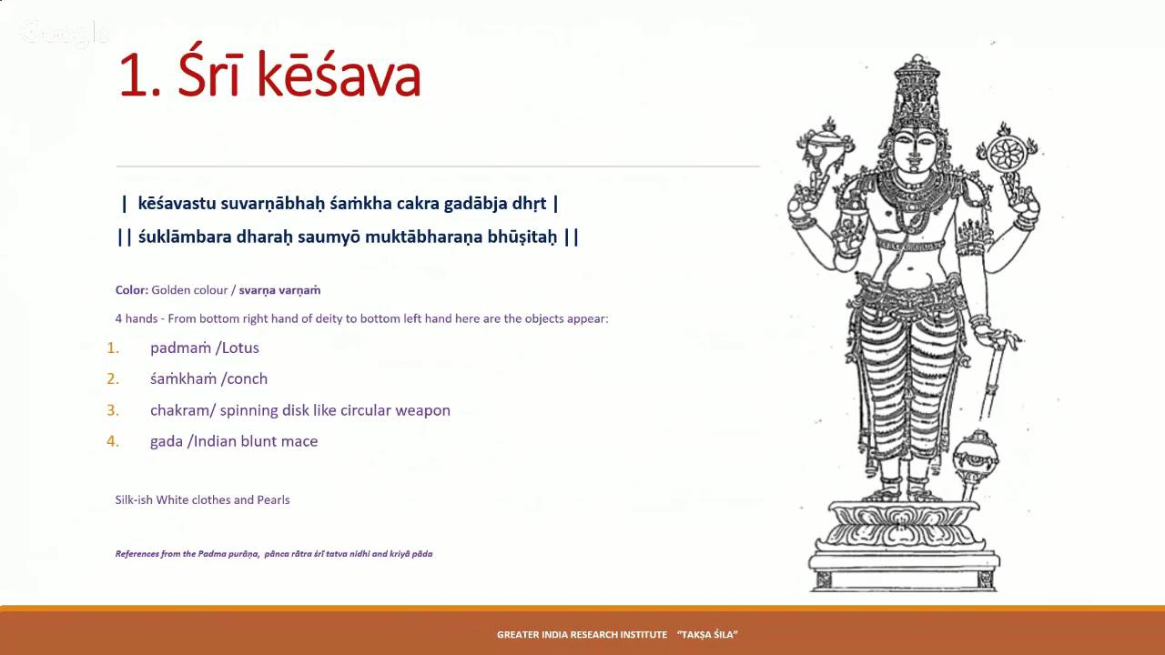 Ancient Indian sculpture - 24 shapes of Vishnu - 1st form kESava - YouTube