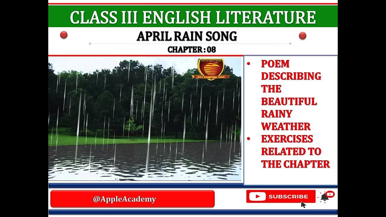 CLASS 3 ENGLISH LITERATURE CH-8 APRIL RAIN SONG - YouTube