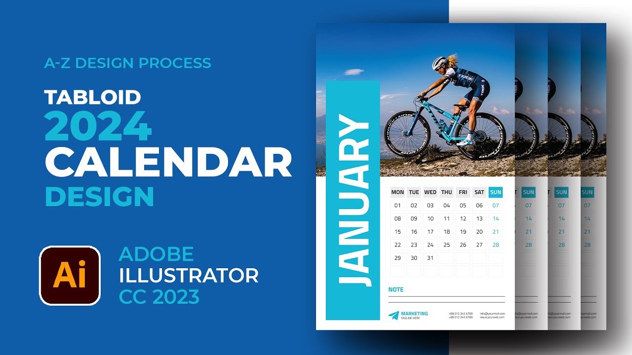 2024 Tabloid Wall Calendar design in Adobe illustrator CC 2023 - YouTube