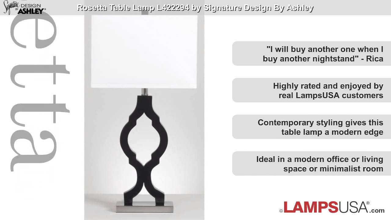 Ashley Rosetta Table Lamp Black/Silver L422294 - YouTube