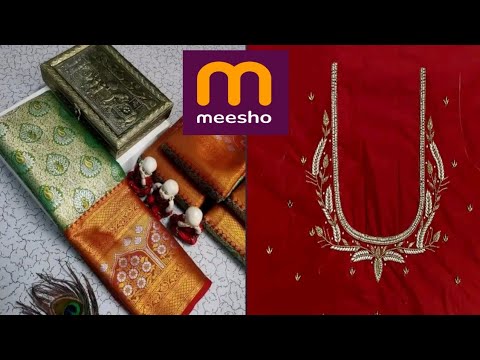 Meesho latest model pattu saree with maggam work blouse|| meesho # ...