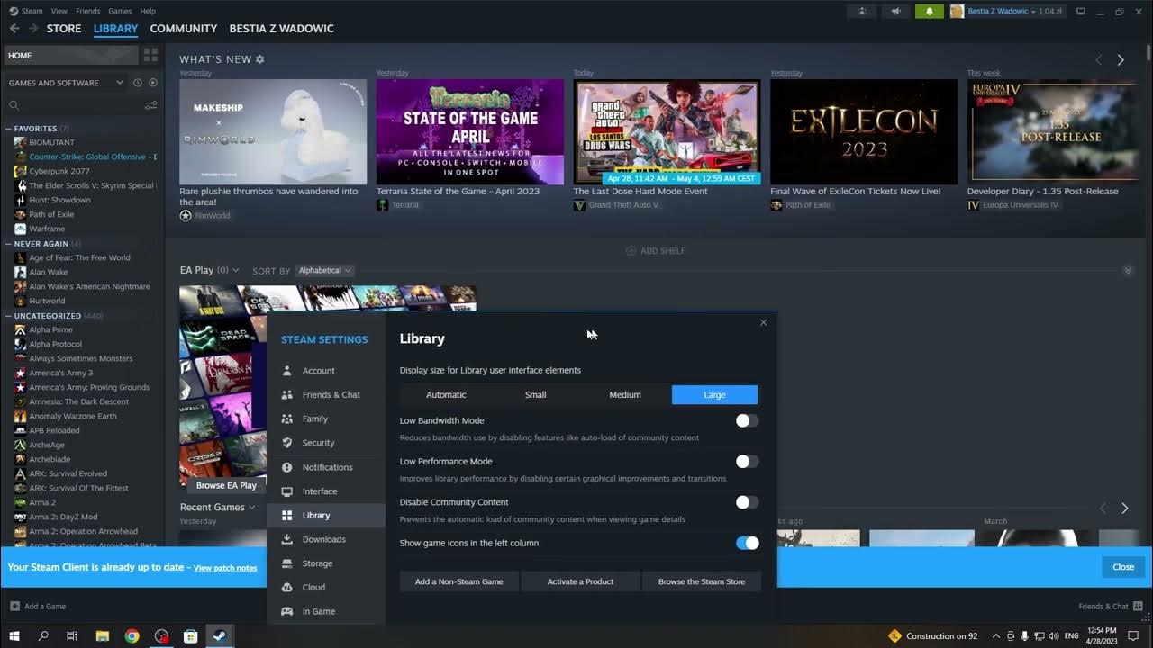How To Change Library Tile Size In Steam 2023 | Steam NEW UI UPDATE ...