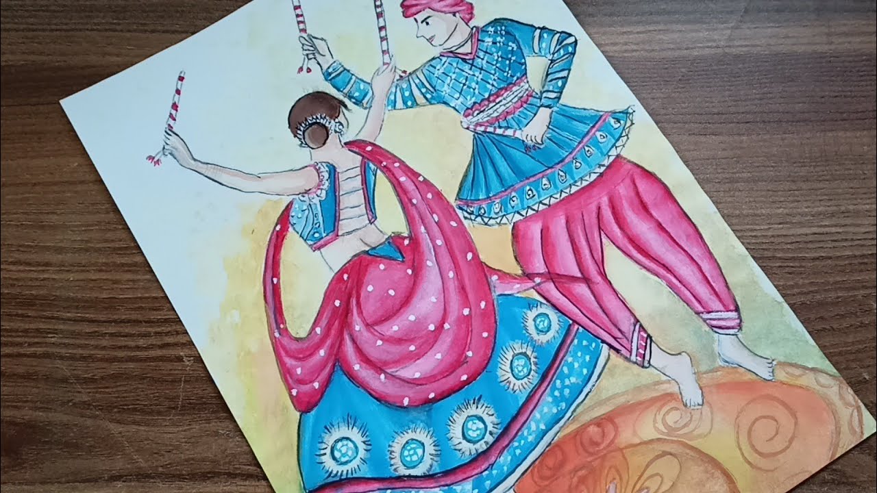 🥢easy navratri special dandiya painting by using watercolor🥢 | navratri ...