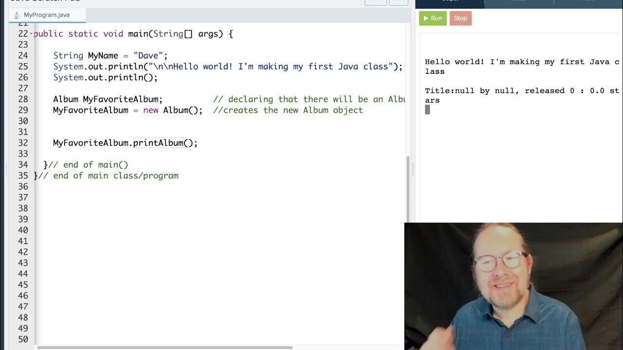 Our first Java class... - YouTube