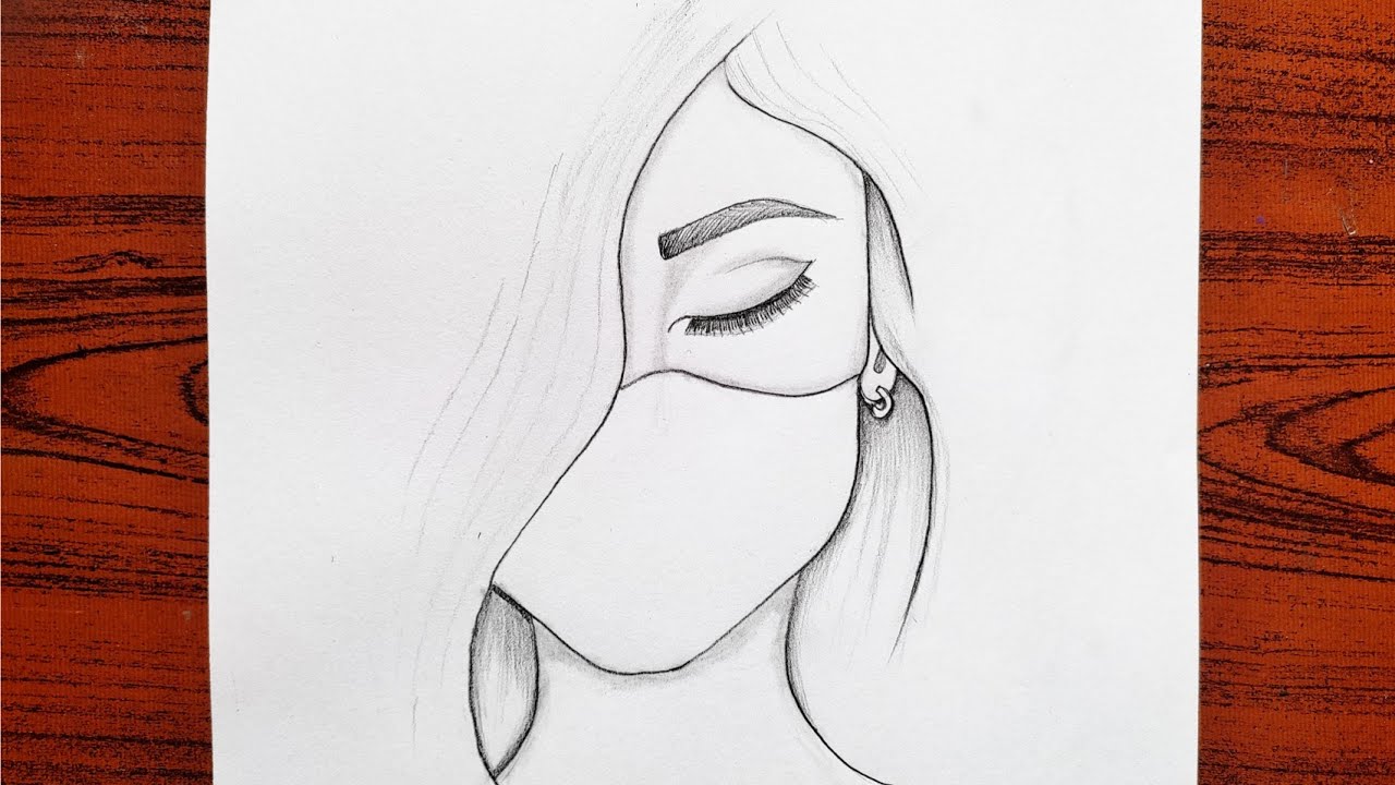 How to draw a girl with mask | How to draw a face mask for coronavirus ...