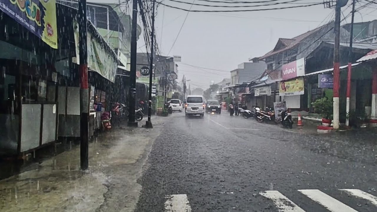 Walk In Super Heavy Suburban Rainy Ambience | Rain & Thunder Sounds For ...