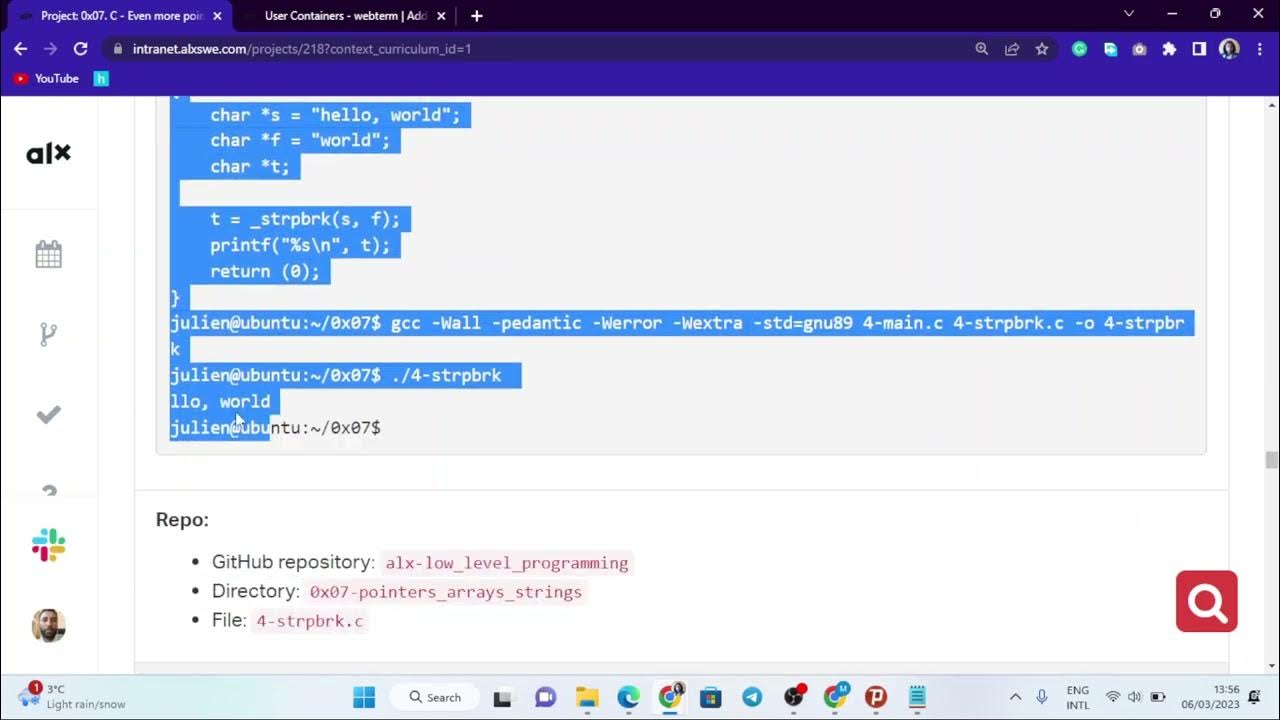 0x07 C Even More Pointers Arrays And Strings 4 Strpbrk Youtube