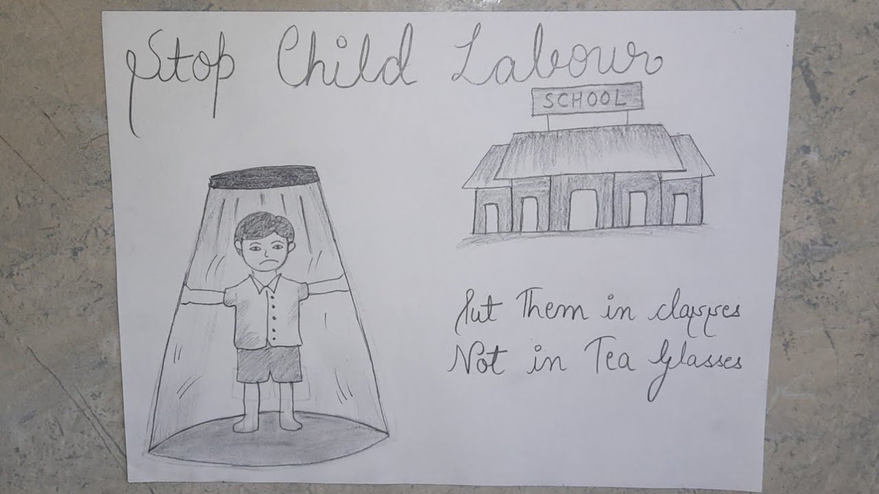 How to draw stop Child labour drawing || Easy drawing step-by-step ...