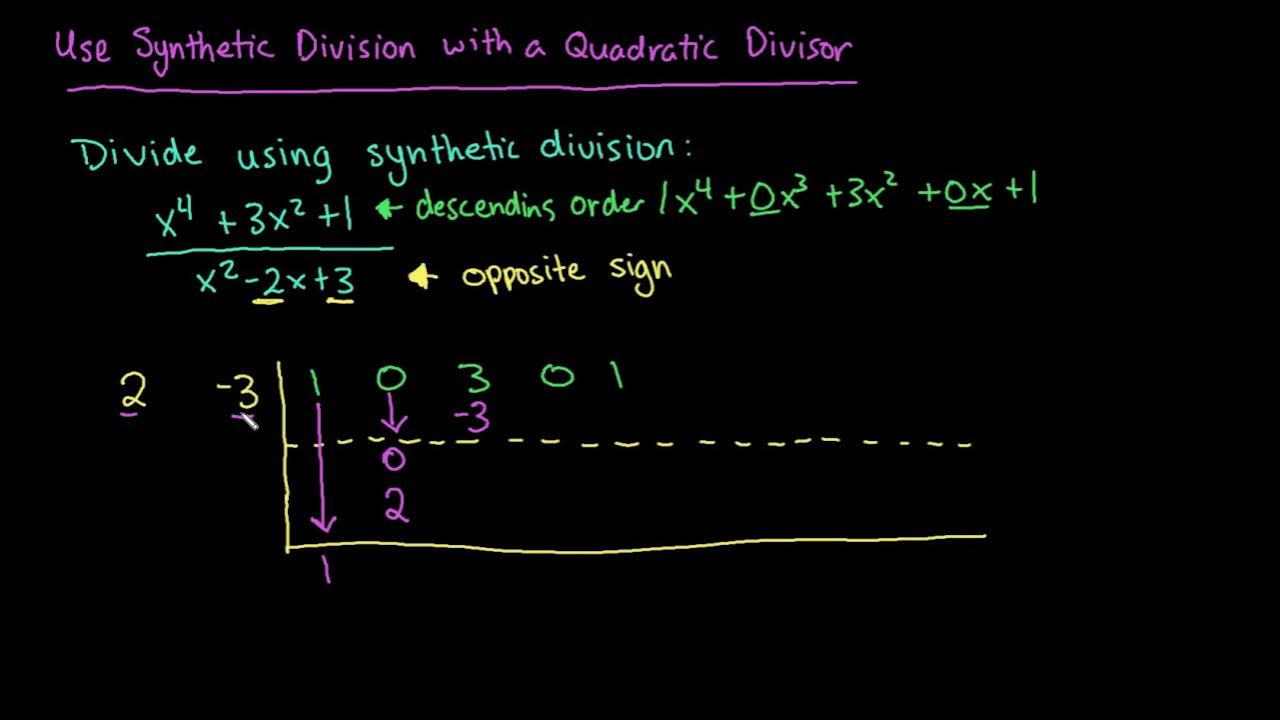 Synthetic Division with a Quadratic Divisor - YouTube