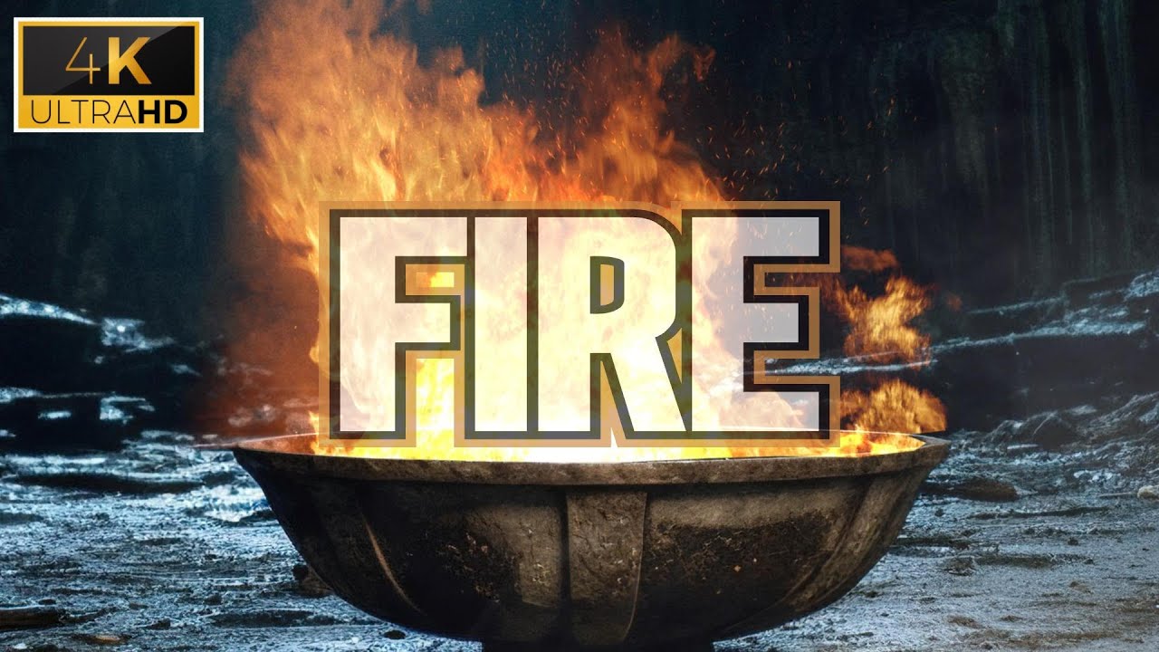 FIRE PIT - SLEEP - RELAX | 4K 60 minutes - Sound of fire, Cave ambiance ...