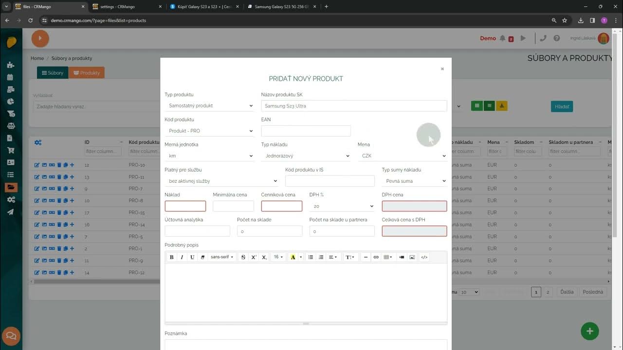 Produkty a dokumenty - CRM Mango - YouTube