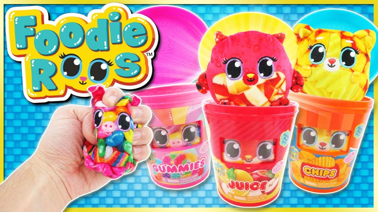 FOODIE ROOS 🦊🐷🐱 Scented Plush Food Animal BLIND BAG OPENING Toy Review ...