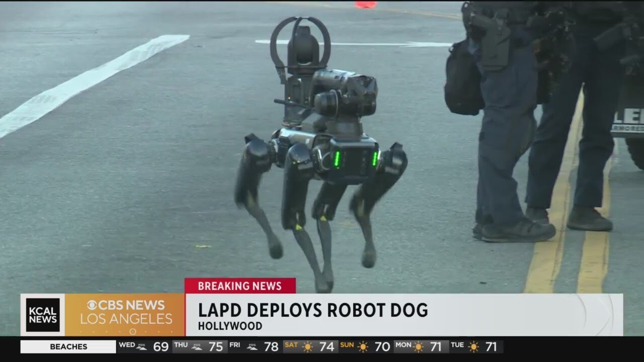 LAPD deploys robot dog to help with standoff in Hollywood - YouTube