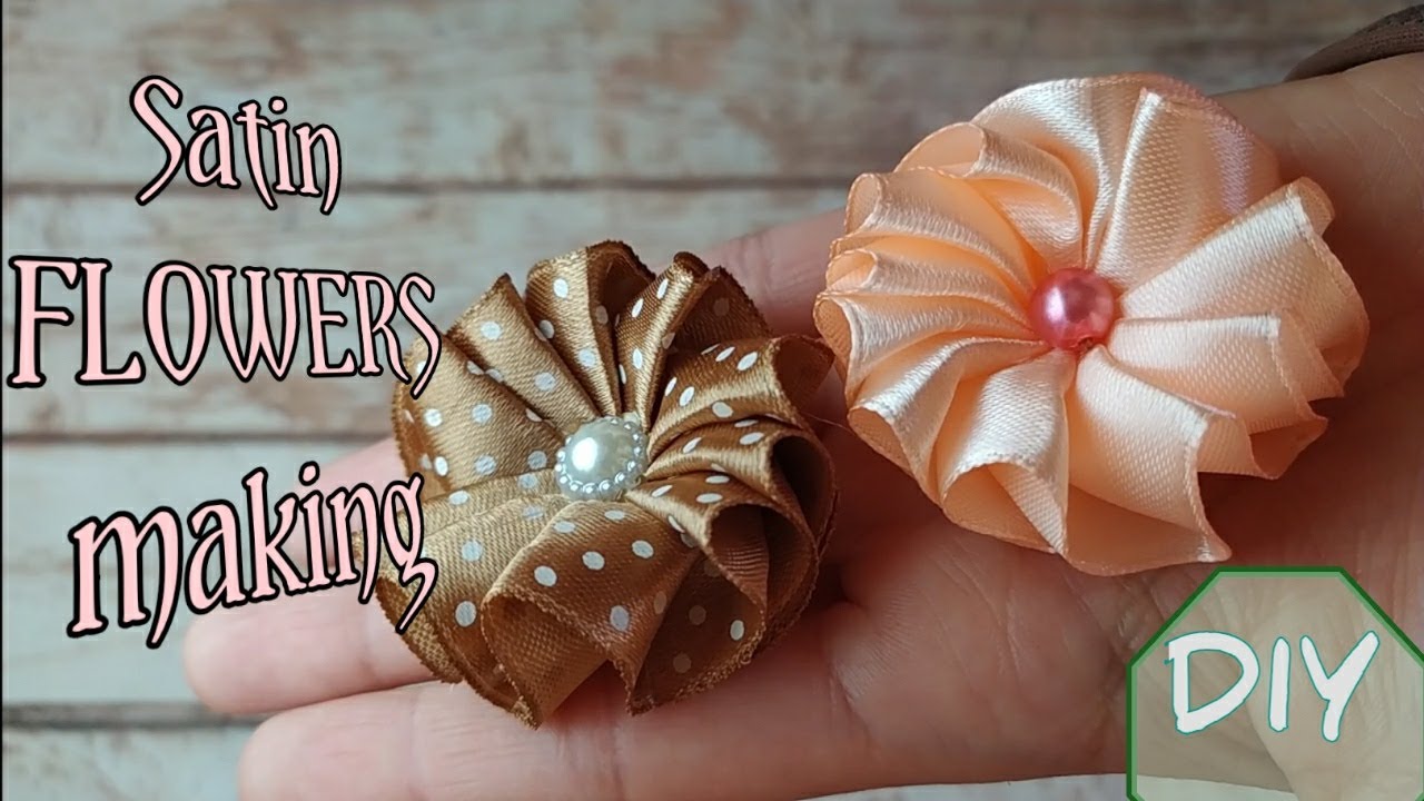 Satin Ribbon FLOWER | How to make flowers from satin | Handmade DIY 🌺 ...