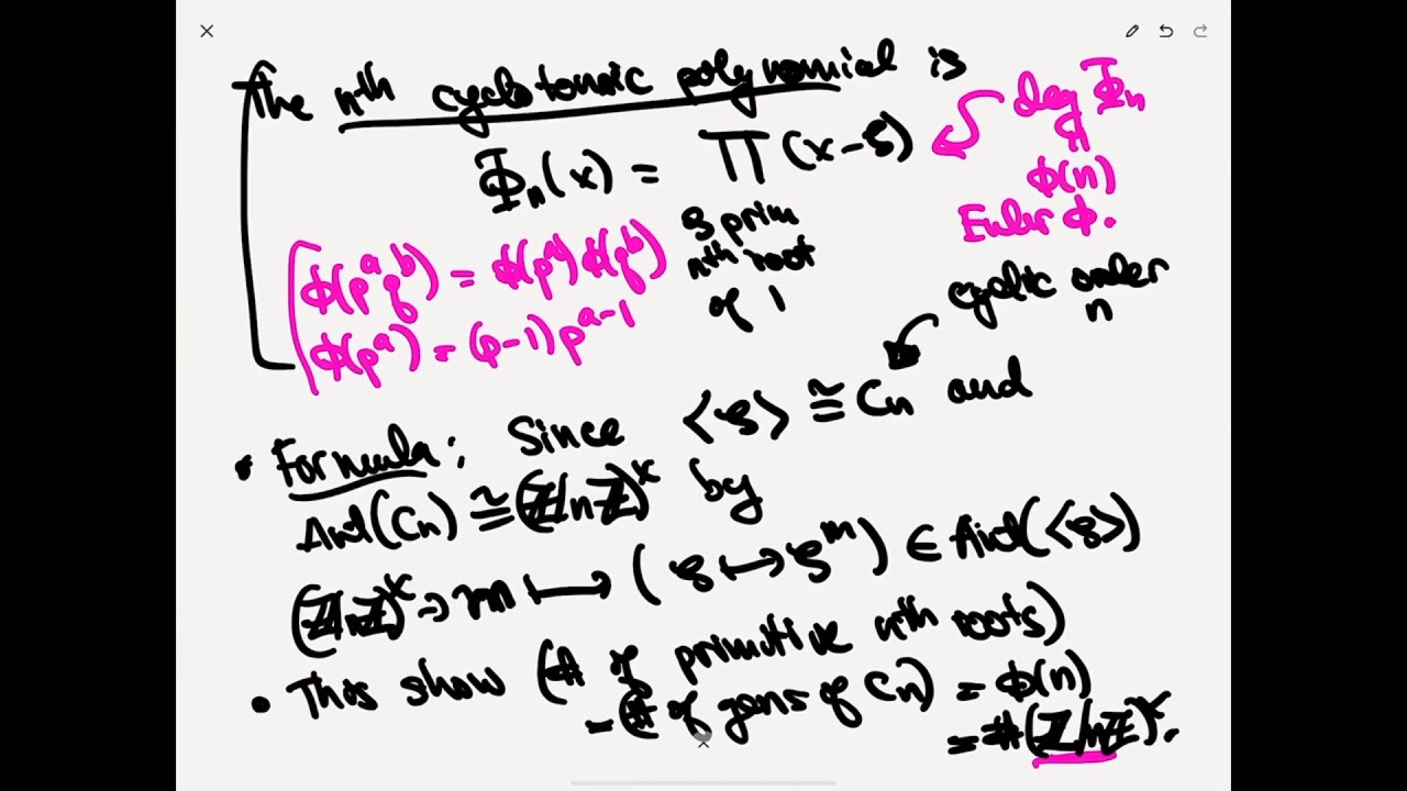Field Theory - Cyclotomic Fields in CC - Lecture 12 - YouTube