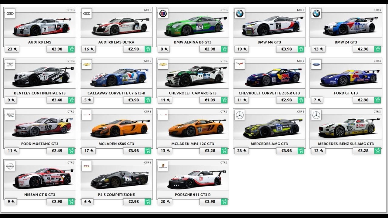 RaceRoom Racing Experience - Every GT3 Car So Far - YouTube