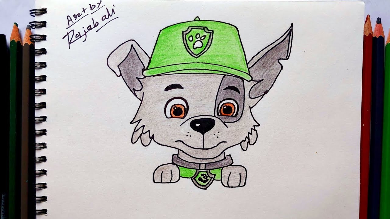 Paw Patrol Drawing|How To Draw Rocky Easy For Kids|Rocky Drawing - YouTube