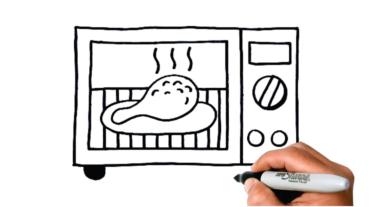 How to DRAW an MICROWAVE OVEN EASY Step by Step - YouTube