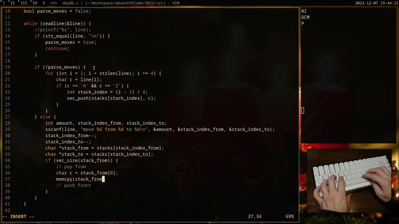 AdventOfCode 2022 in C - Day05 Part1 - YouTube