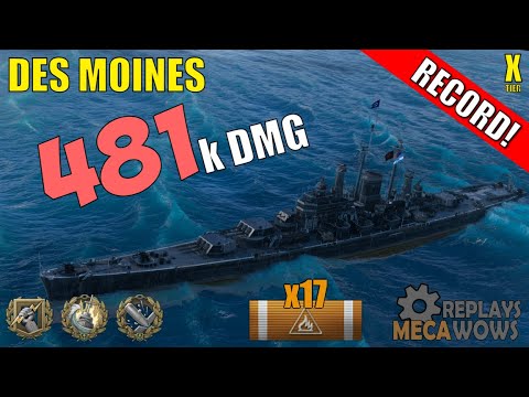 DAMAGE RECORD! Des Moines 481k Damage | World of Warships Gameplay ...