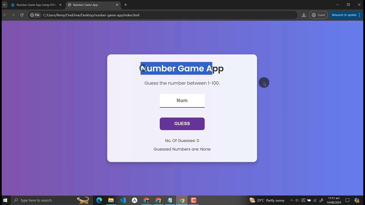 Number Game App Using HTML, CSS and JavaScript with Source Code - YouTube