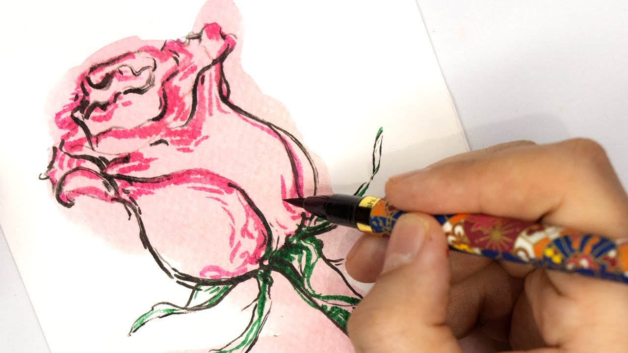 Zen Lines: Drawing Flowers with Japanese Brush Techniques - YouTube