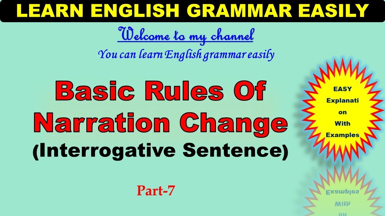 Narration Change | Direct and Indirect speech | Narration change of ...