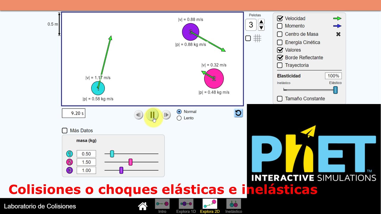 Laboratorio De Colisiones Simulador Phet Youtube
