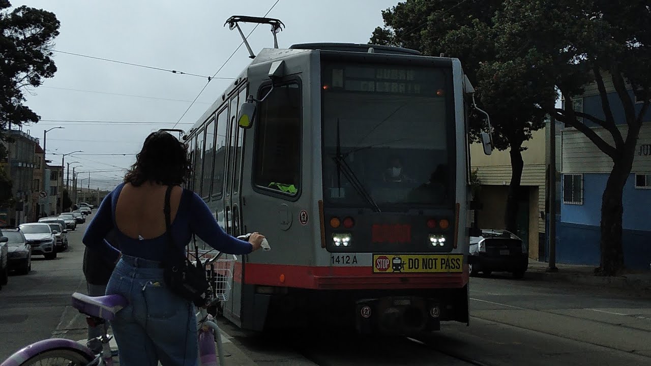SF Muni 1996 Breda LRV2 1412 on Route N Judah - 2-Car Train 1412+1460 ...