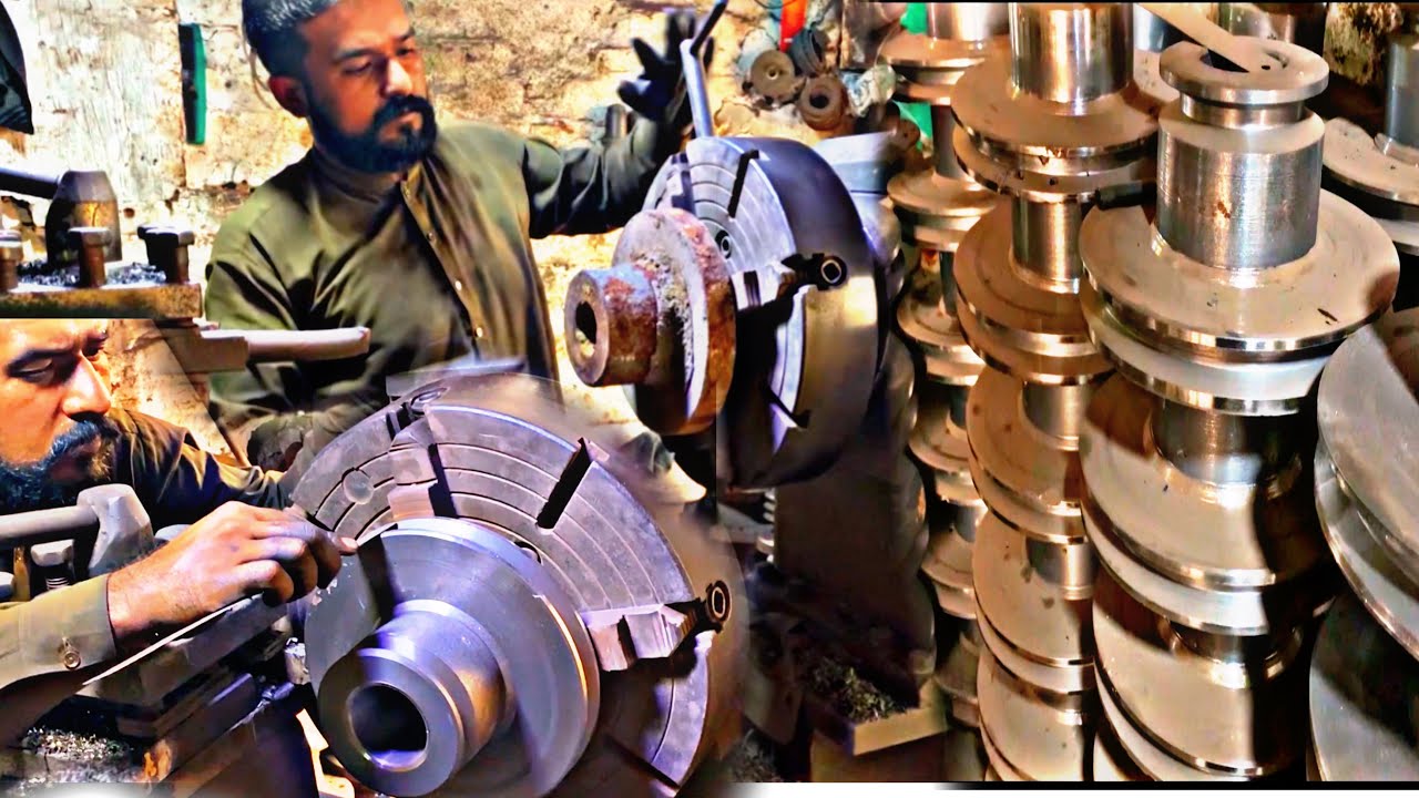 How to finishing wheat thresher machine tow belt pulley by lathe ...