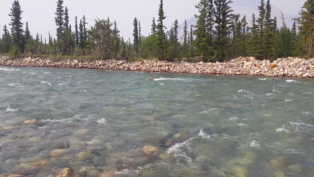 Athabasca River and Snaring Road Bridge at Snaring Campground, Jasper ...