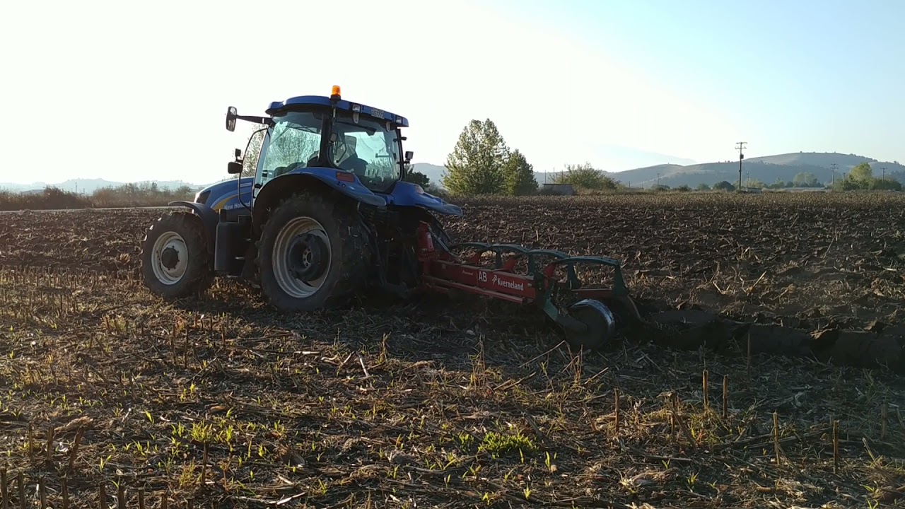 Οργωμα με τρακτερ New holland TS115a και αλετρι Kverneland - YouTube