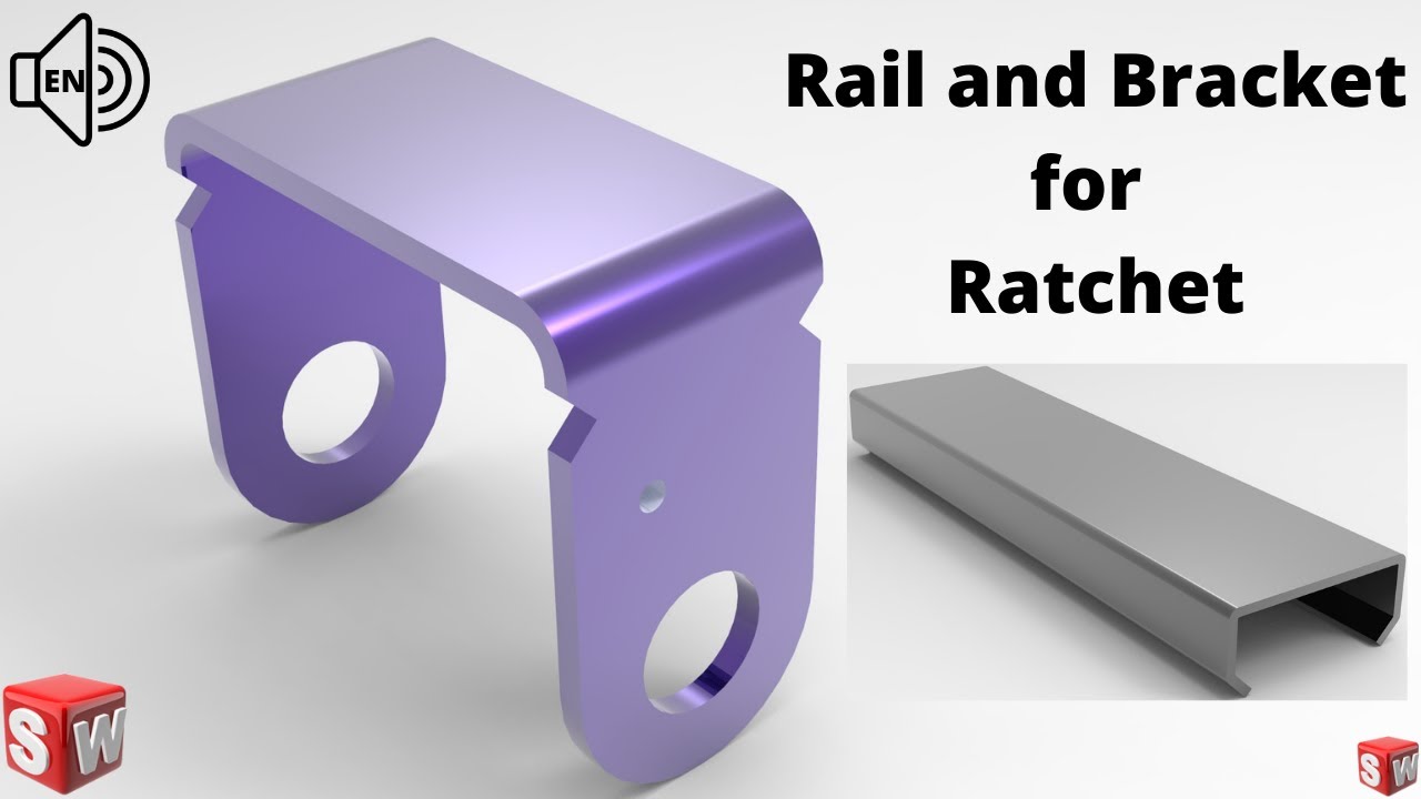 Ratchet Rail and Bracket SolidWorks 2022 Tutorial step by step! - YouTube