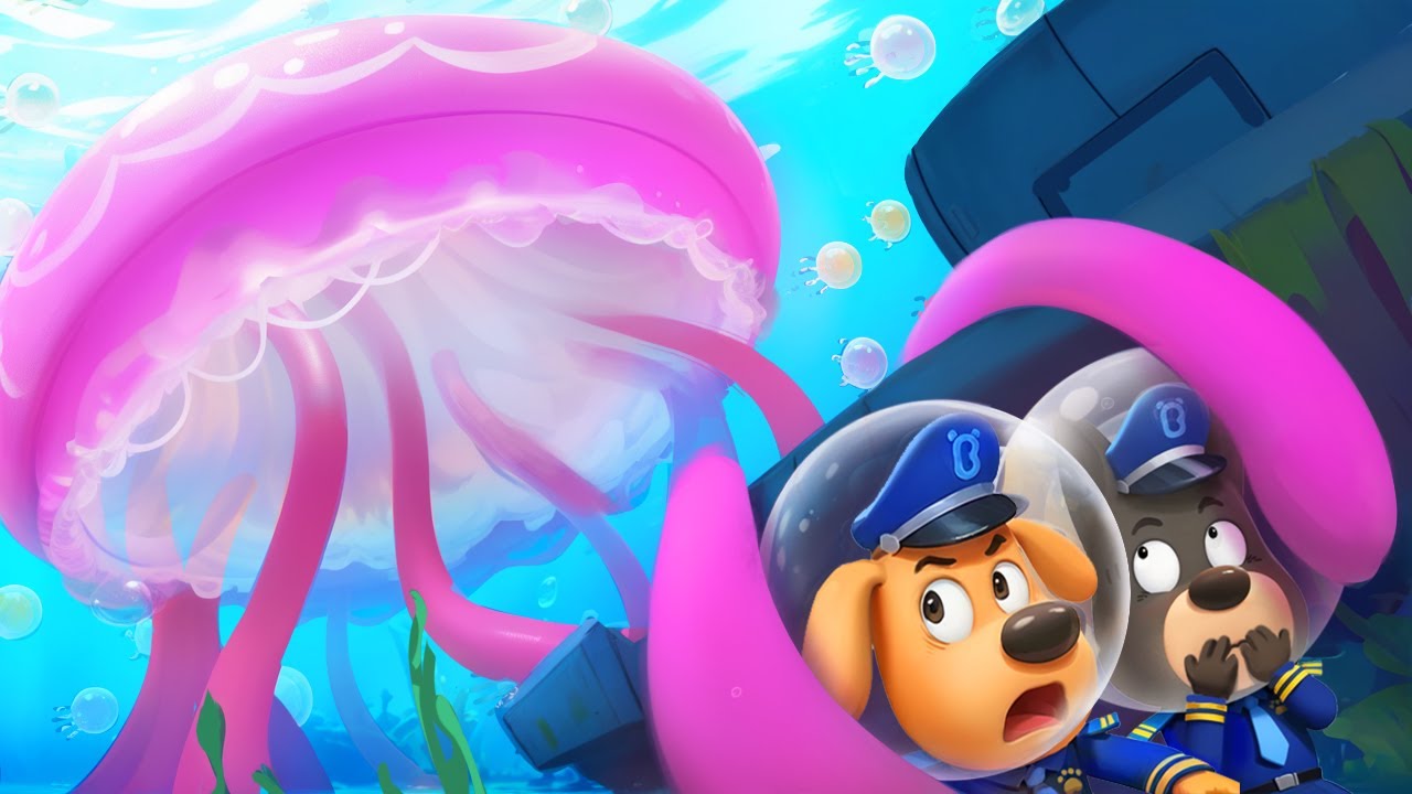 A Big Jellyfish! | Safety Tips | Kids Cartoons | Sheriff Labrador ...
