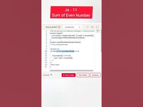 Js 11 • Sum of even numbers in Javascript - YouTube