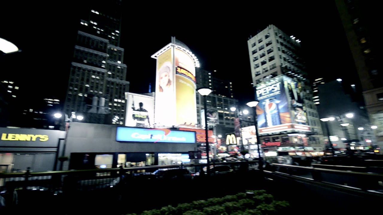 Bright Lights of a NYC City Block at Night - YouTube