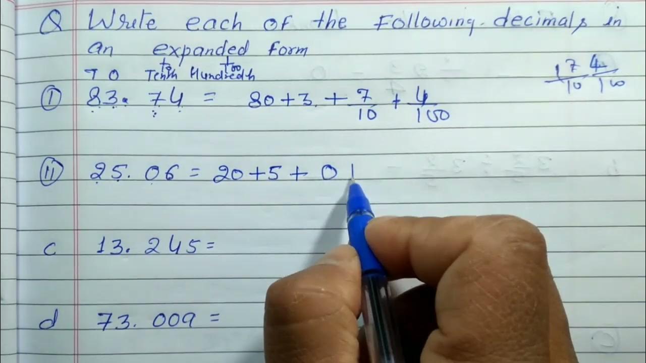 Write the following decimals in Expanded form - YouTube