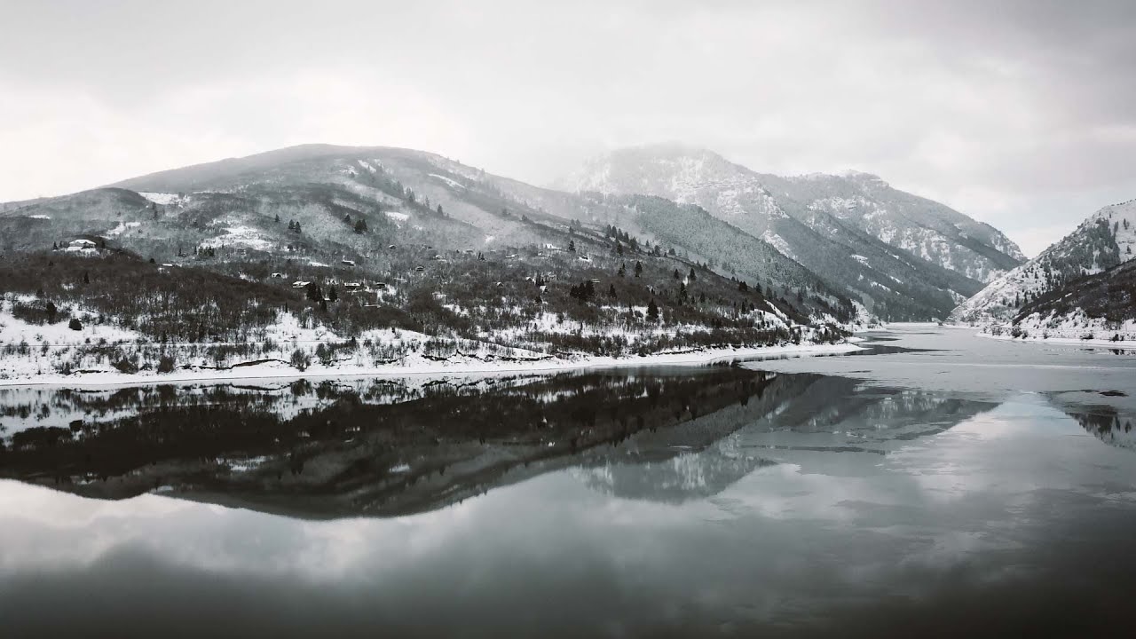 Winter Reservoir Drone Landscapes - YouTube