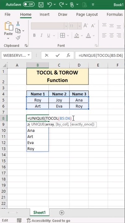 How to use TOCOL and TOROW in #excel #shorts - YouTube
