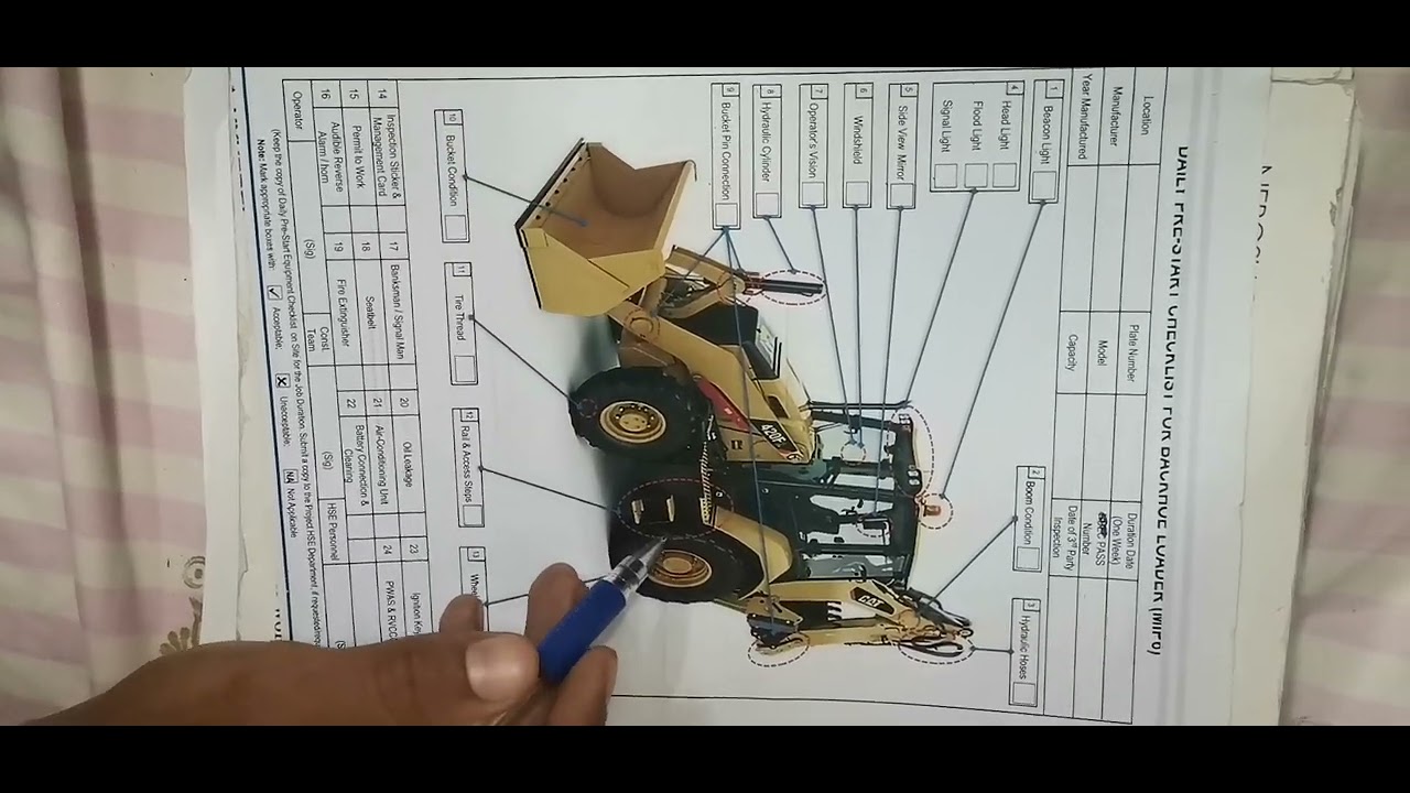 Backoh loader safety inspection & weekly checklist - YouTube