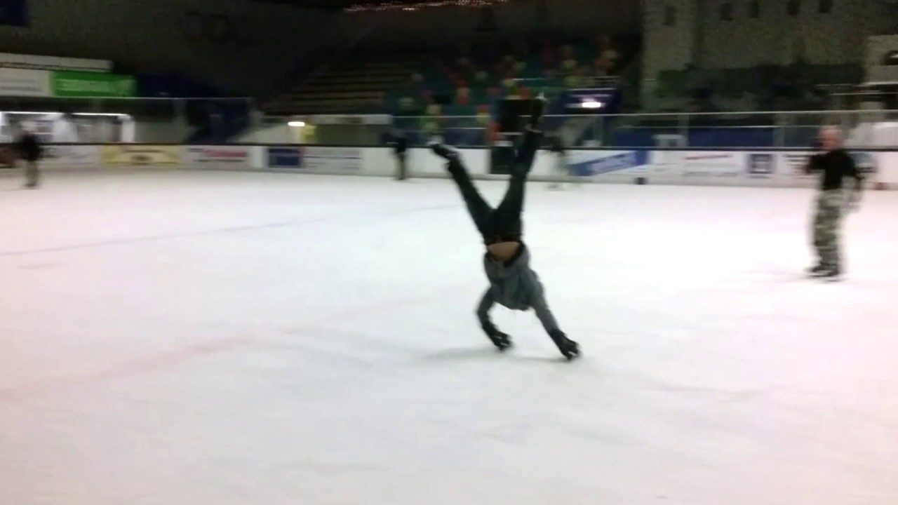 Handstand on ice skates ;-D - YouTube
