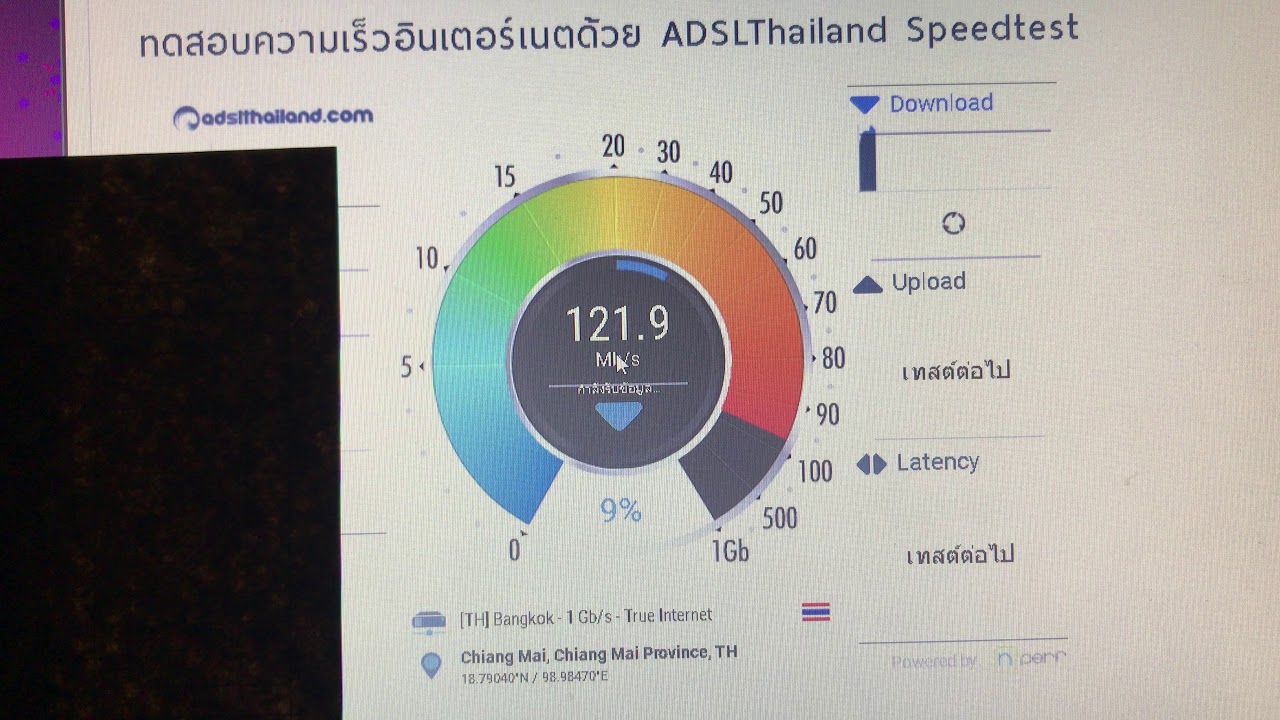 true 899 (100/30) by adsl thailand speed test - YouTube