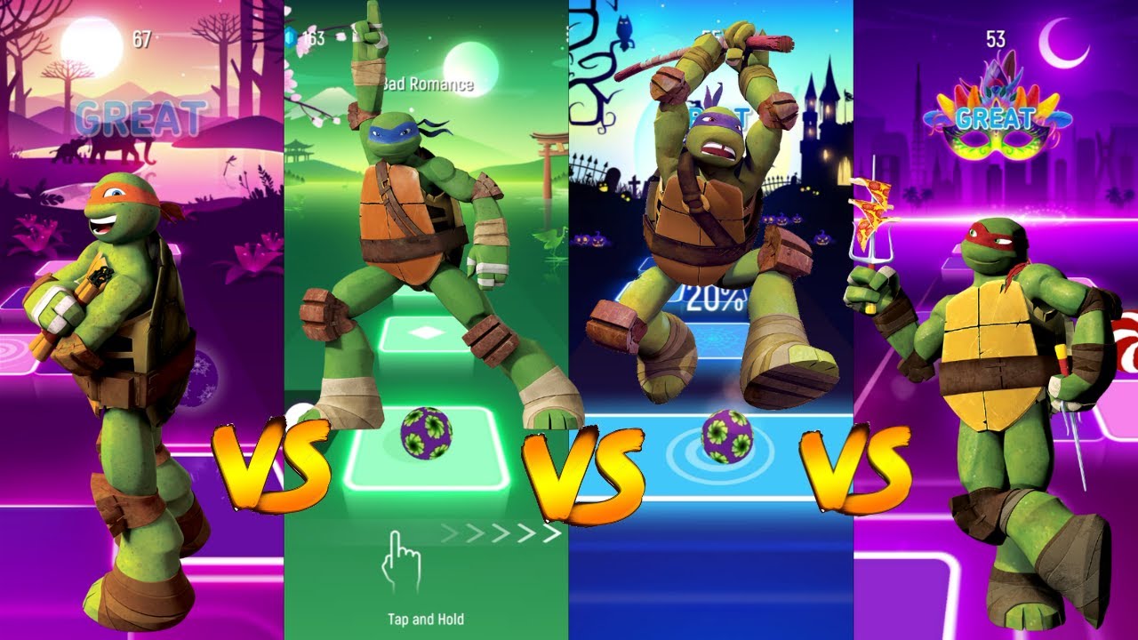 Ninja Turtles Michelangelo VS Raphael VS Leonardo VS Donstello Tiles ...