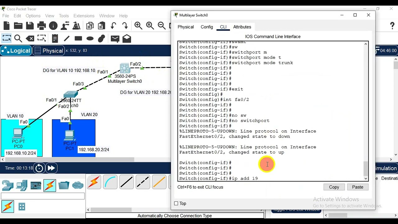 Network with two MultiLayer Switches with different VLANs (InterVlan ...