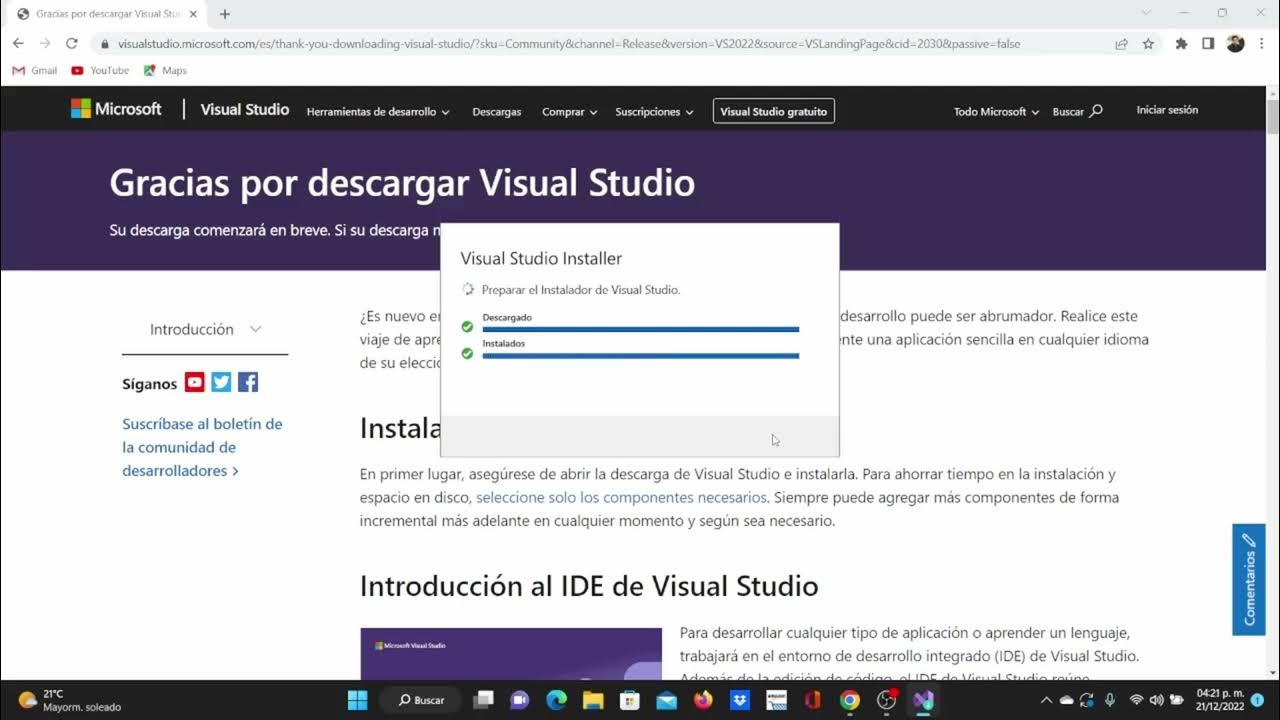Cómo descargar e instalar Visual Studio 2022 - YouTube